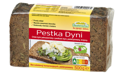 BENUS CHLEB ŻYTNI PEŁNOZIARNISTY PESTKA DYNI 500g Naturalnosci.pl